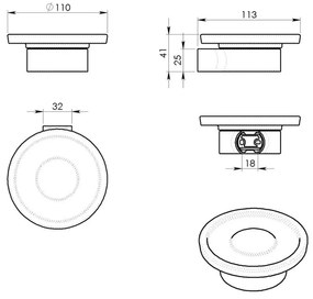Nástěnná skleněná mýdlenka v bílo-zlaté barvě Gedy Pirenei – Sapho