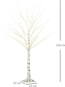 HOMCOM Umělá bříza 150 cm s LED diodami, vánoční dekorace umělá bříza na párty, narozeniny a svatbu | Aosom.de