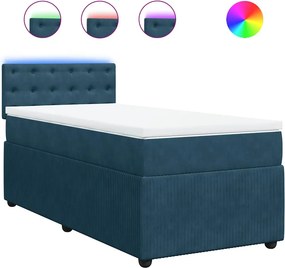 Box spring postel s matrací modrá 100 x 200 cm samet 3289978