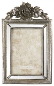 Stříbrný fotorámeček Gusta s květinovým dekorem – 10x15 cm