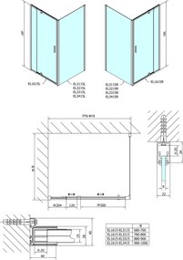 Polysan Polysan, Easy Line obdélníková sprchová zástěna pivot dveře 800-900x700mm L/P varianta, EL1615EL3115
