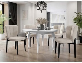 Oválný rozkládací stůl se 4 židlemi ST106 08, barva: černá, Barva stolu: bíly lesk, Potah: Magic Velvet 2219