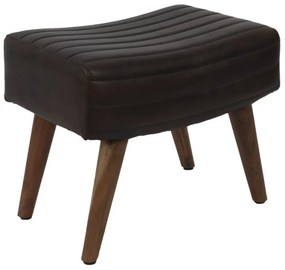 Hnědá kožená stolička s dřevěnými nohami Matthijs – 49x33x41 cm