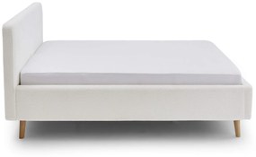 Dvoulůžková postel taupe s úložným prostorem 180 x 200 cm fleece bílá MUZZA
