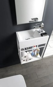 Sapho Sapho, AMAROK litý mramor umyvadlo 40x11x22cm, bílé, baterie vpravo, AR500