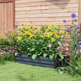 Obdélníková zahradní pěstební skříň Outsunny z oceli se bezpečnostním okrajem a otevřeným dnem, rozměry 150D x 70Š x 30V cm, černá