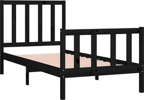 Rám postele černý masivní dřevo 75 x 190 cm malé jednolůžko 3105189