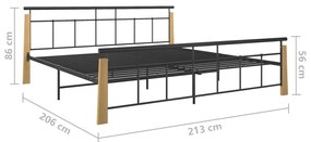 Rám postele kov a masivní dubové dřevo 200 x 200 cm,  324903