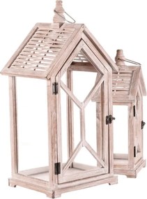 Set dvou dřevěných luceren bílý DA209 WT (2 ks)