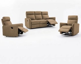 Sedací sestava BRAVEN 3+1+1 s FUNKCÍ RELAX | hnědá látka | EXTRA POHODLNÉ