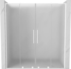 Mexen Velar L Duo, posuvné sprchové dveře do otvoru 200 cm, 8mm sklo námraza, bílá matná, 871-200-003-32-20