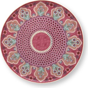 Pip Studio dortový podnos Flower Festival o 21cm, tmavě růžová (Mini Cake Tray dortový podnos z kolekce Flower Festival Dark Pink)