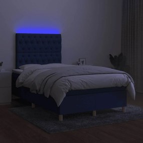 Box spring postel s matrací a LED modrá 120x190 cm textil 3270273