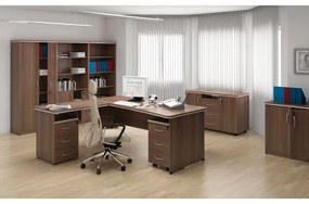 Rohový kancelářský psací stůl ARRISTO LUX , oblouk pravý, 1800 mm, ořech