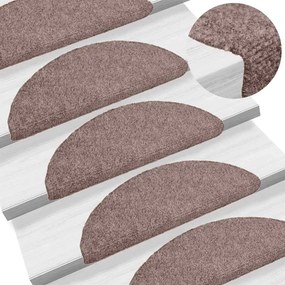 Schodové rohože samolepicí 15 ks 56 x 17 x 3 cm světle hnědé, půlkulaté 132690
