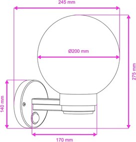 BRILAGI - Venkovní nást. svítidlo se senz. HARBOR 1xE27/40W/230V IP33 antr./čirá