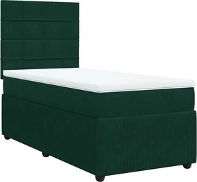 Box spring postel s matrací tmavě zelená 100x200 cm samet 3292265