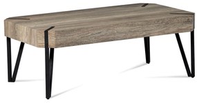 AUTRONIC Konferenční stolek 110x60x43, dub "Canyon grey", kov matná černá