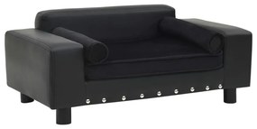 Pohovka pro psy černá 81 x 43 x 31 cm plyš a umělá kůže 170954