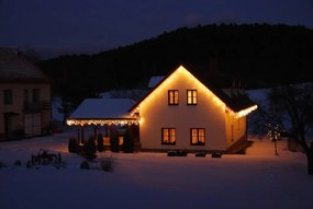 Easy Fix venkovní LED rampouchy, světelné, 300 × 50 cm, teple bílá s FLASH, 114 diod, černý kabel, IP67, prodlužovací
