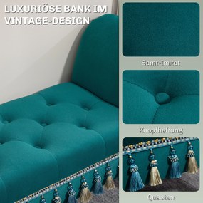 HOMCOM Luxusní čalouněná lavice se sametovým vzhledem 117 x 40 x 58 cm do obývacího pokoje ložnice šedá stylová a pohodlná