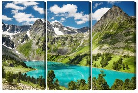 Vícedílný obraz Krystalické Jezero V Horách 3D Nedostatek Nedostatek Přírodní plátno 180x120