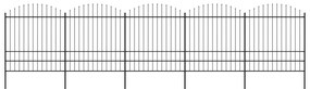 Zahradní plot s hroty ocel (1,75–2) x 8,5 m černý,  277752