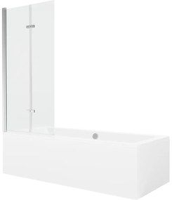 Mexen Cube obdélníková vana 170 x 80 cms pláštěm 2-křídlovou zástěnou 80 cm, Průhledné, Chromovaná - 550517080X9208020100