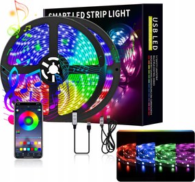 Rgb Led Pásek 5M 12V/230V Bluetooth Pro Dálkové Ovládání S Napájecím Zdrojem Aplikací