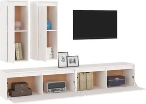TV skříňky 4 ks bílé masivní borové dřevo 3100180