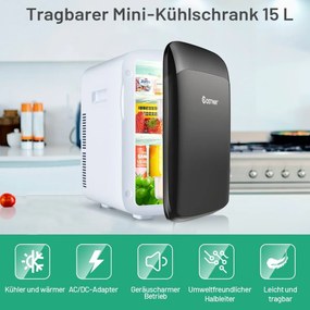 Costway 15 L mini lednice 2 v 1 Přenosná mraznička s funkcí chlazení a ohřevu
