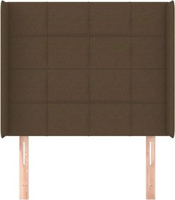 Čelo postele typu ušák tmavě hnědé 83x16x118/128 cm textil 3119557