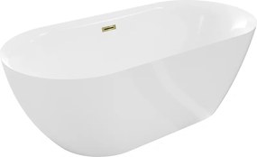 Mexen Roxy, volně stojící vana 170 x 80 cm, bílá, zlatý lesklý přepad, 51201708000-50