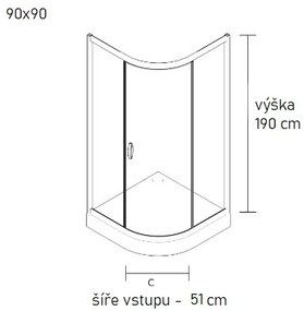 Aplomo Stylio One čtvrtkruhový sprchový kout Rozměr koutu: 80x80cm