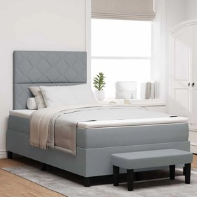 Postel s boxspringem s čelo Světle šedá 120 x 190 cm textil 3344128