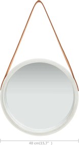Nástěnné zrcadlo s popruhem 40 cm stříbrné 320362