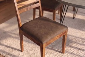 Designová židle Timber Sheesham / hnědé mikrovlákno