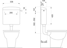 Canakcilar Ceramic  Creavit WC kombi dvojtlačítko zadní odpad keramika bílá TP3306