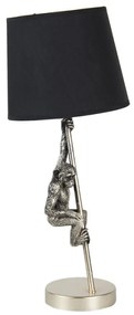 Stříbrno černá stolní lampa s opicí