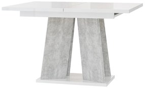 Jídelní stůl Mulnu (lesk bílý + kámen) (pro 4 až 6 osob). 1055227