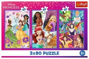 TREFL Puzzle Přátelství princezen / 3x80 dílků / od 5 let / 27,5 x 18