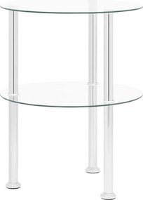 2patrový odkládací stolek průhledný 38 cm tvrzené sklo 322787