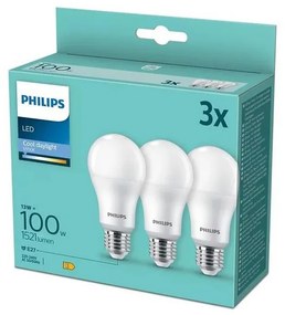 SADA 3x LED Žárovka Philips A67 E27/13W/230V 6500K