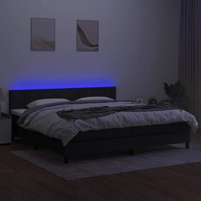 Box spring postel s matrací a LED černá 200x200 cm textil 3133183