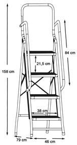 4 stupňový kovový žebřík se snímatelným madlem