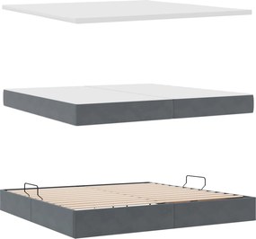 Postel s úložným prostorem s čelo Tmavě šedá 200 x 200 cm samet 3370720