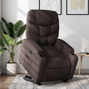 Zvedací polohovací křeslo tmavě hnědé textil 3204601