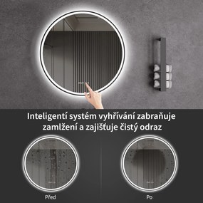 CERANO - Koupelnové LED zrcadlo Rivo, kovový rám - černá matná - Ø 80 cm
