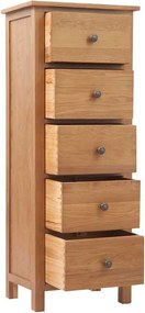 Vysoká komoda se zásuvkami 45x32x110 cm masivní dubové dřevo 329924