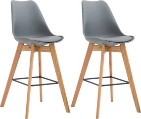 Sada 2 barových židlí Metz plast přírodní konstrukce – šedá